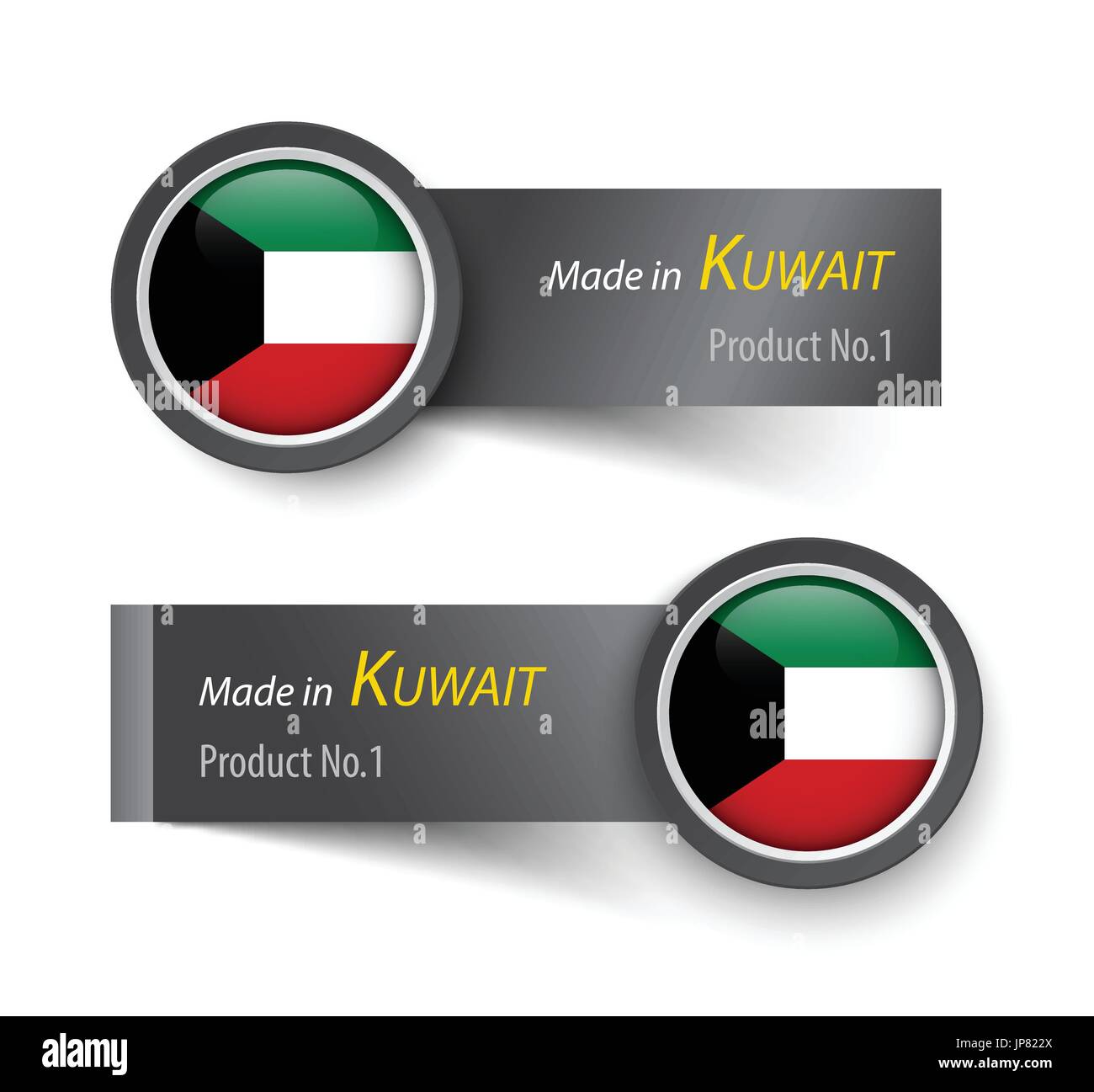 Flag icon and label with text made in Kuwait Stock Vector Image & Art ...