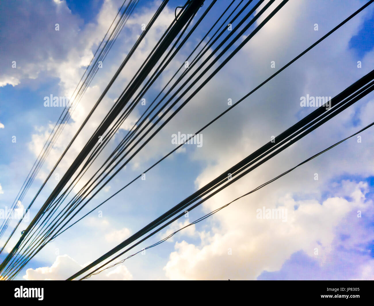 silhouette wire on blue sky Stock Photo - Alamy
