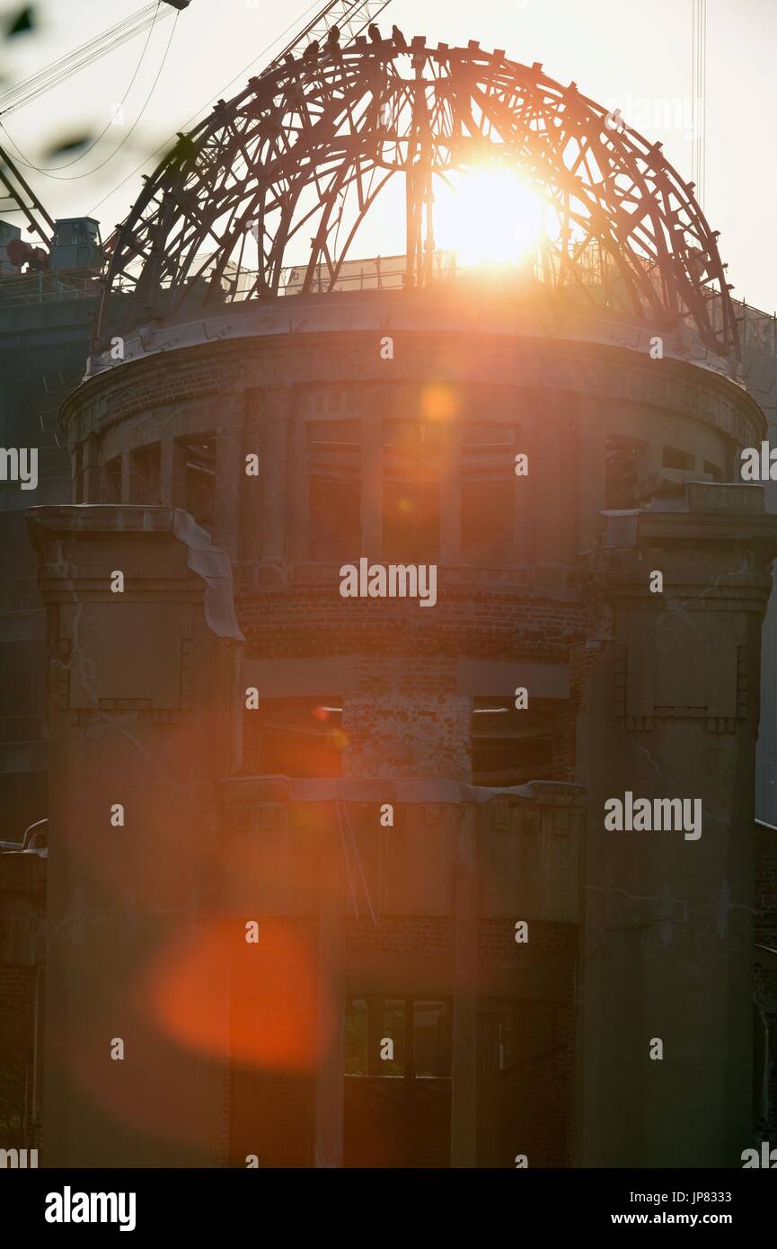 The rising sun is seen through the Atomic Bomb Dome in Hiroshima on Aug ...