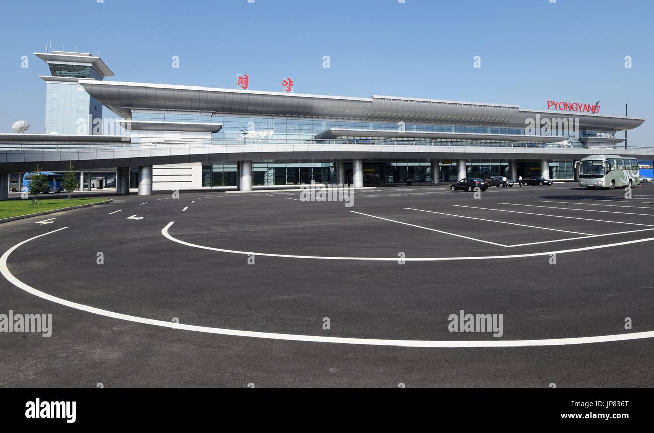 A brand-new terminal building at Pyongyang Sunan International Airport ...