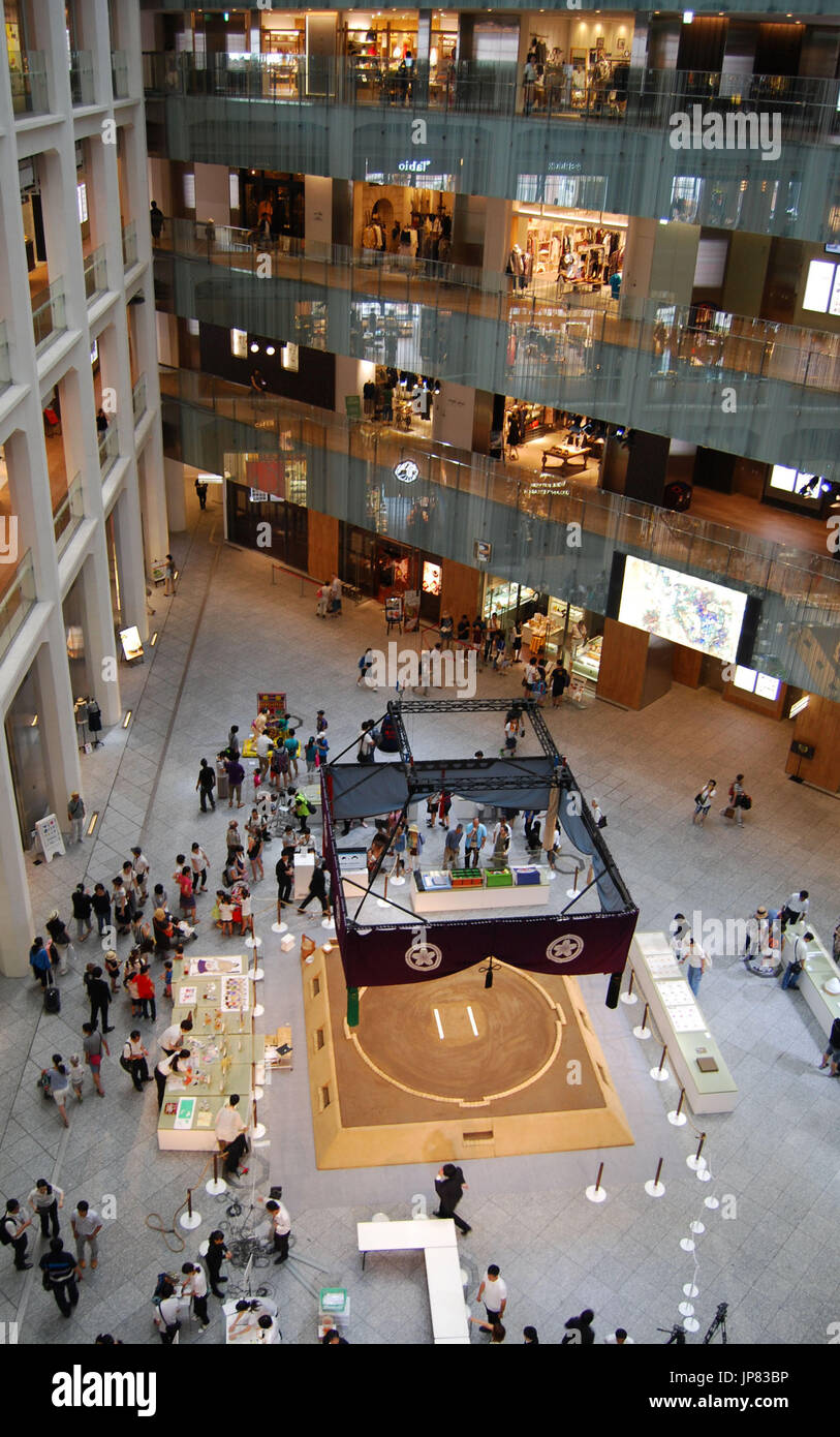 A genuine sumo ring is installed at the atrium of JP Tower in central ...