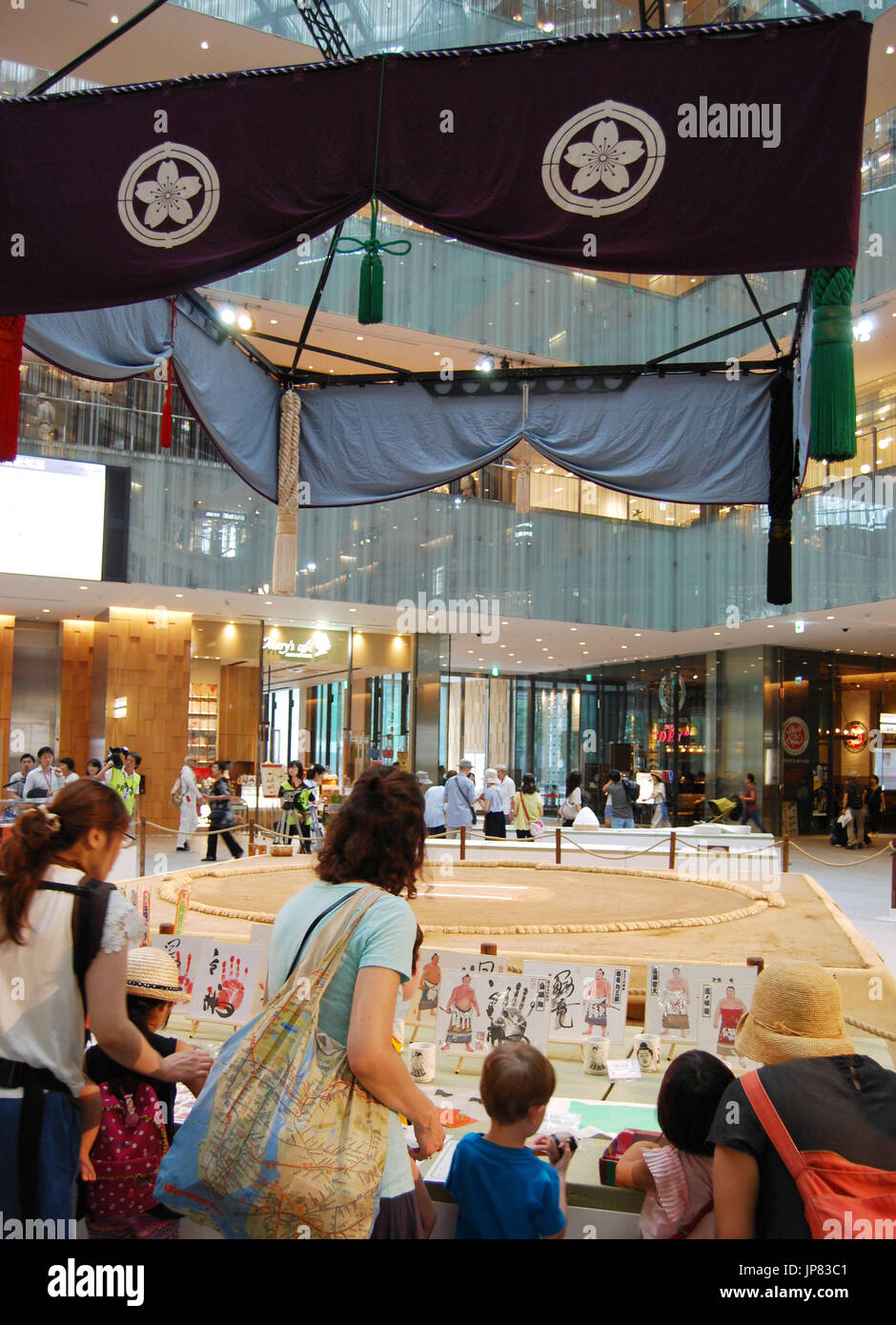 A genuine sumo ring is installed at the atrium of JP Tower in central ...