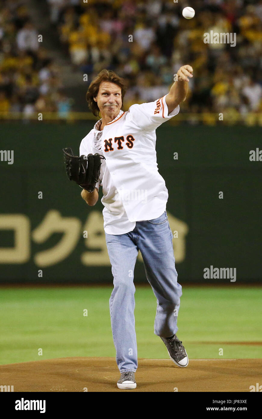 Retired major leaguer Randy Johnson throws out the ceremonial first ...