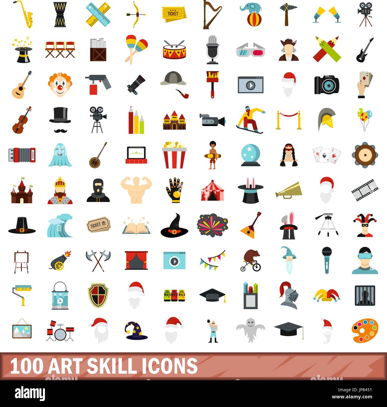 100 art skill icons set, flat style Stock Vector Image & Art - Alamy