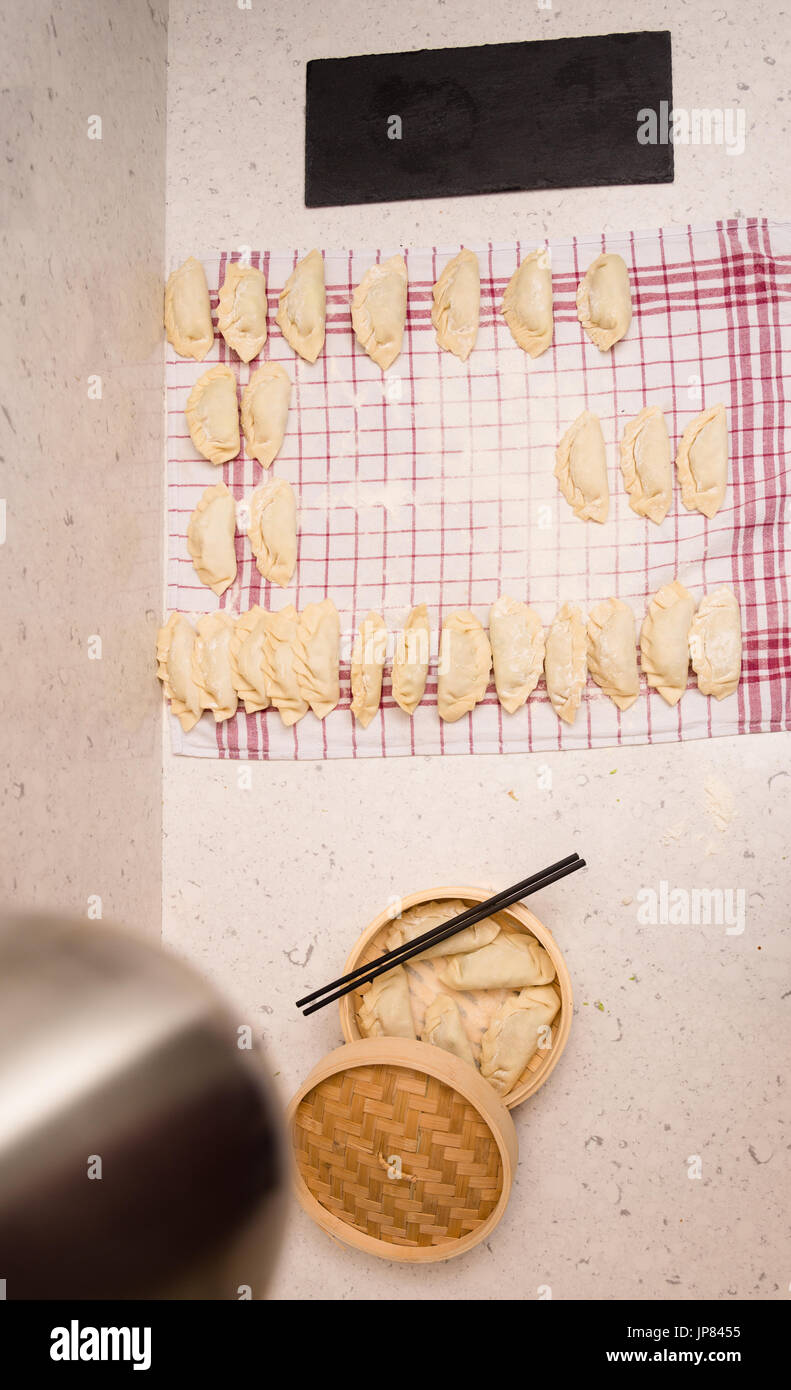 Overview: Preparing Homemade Dumpling a type of Dim Sum Stock Photo - Alamy
