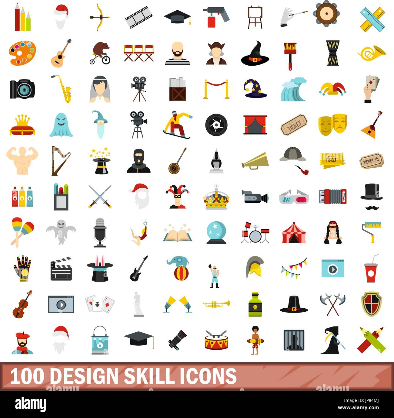 100 design skill icons set, flat style Stock Vector Image & Art - Alamy
