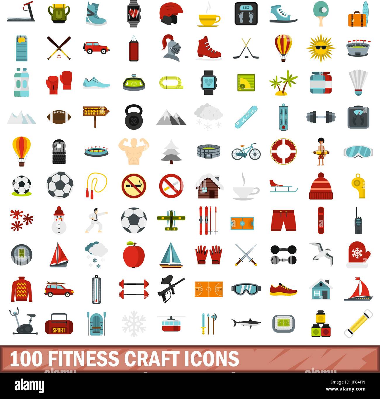 100 fitness craft icons set, flat style Stock Vector Image & Art - Alamy