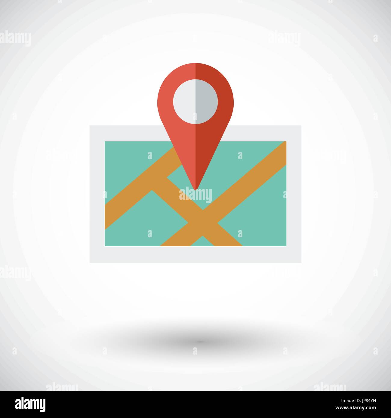 Map with pin. Single flat icon on white background. Vector illustration ...
