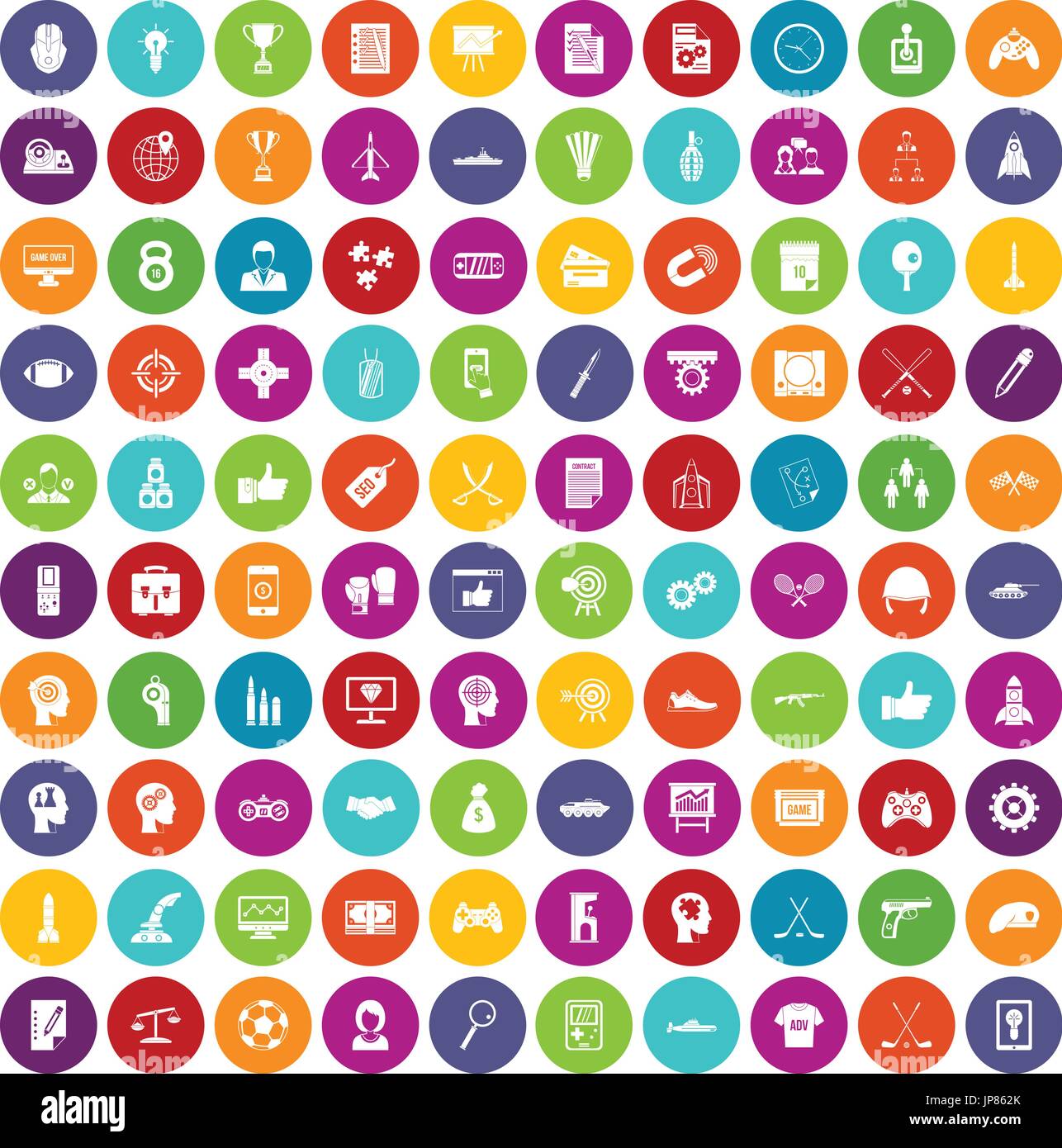 100 strategy icons set color Stock Vector Image & Art - Alamy