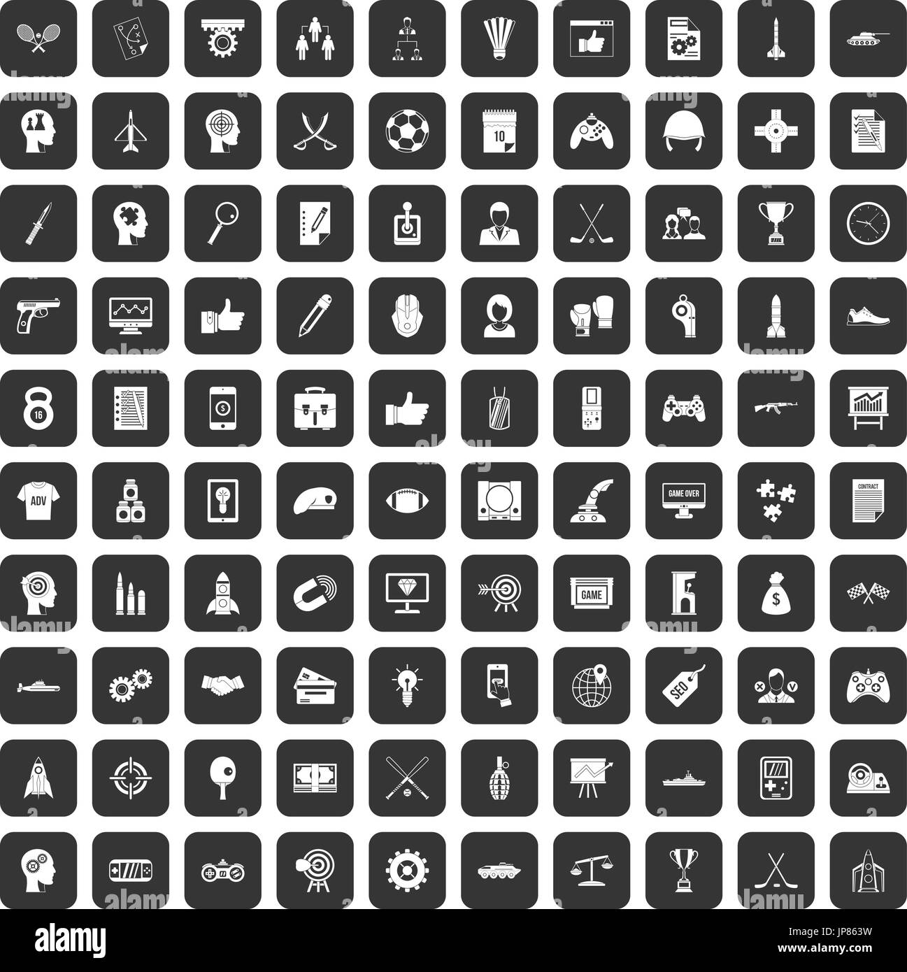100 strategy icons set black Stock Vector Image & Art - Alamy