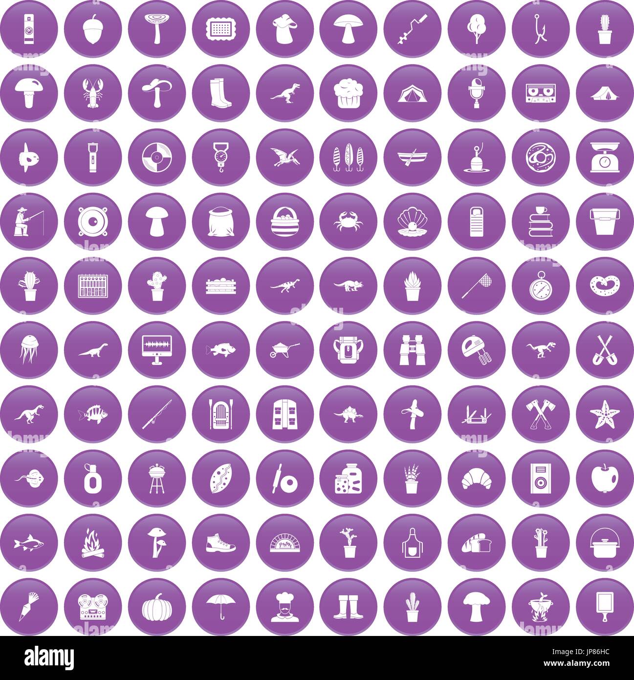 100 hobby icons set purple Stock Vector Image & Art - Alamy