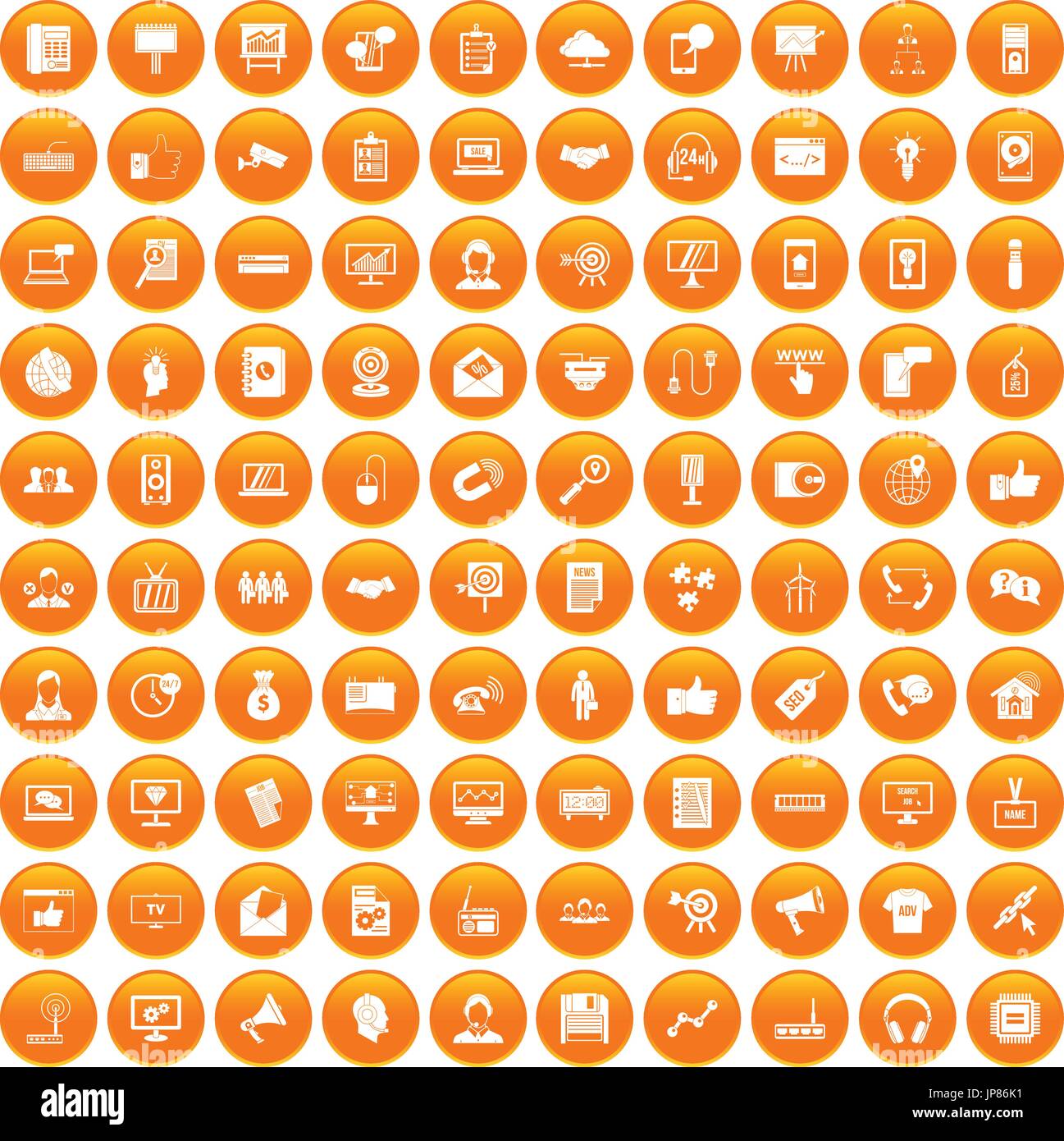 100 data exchange icons set orange Stock Vector Image & Art - Alamy