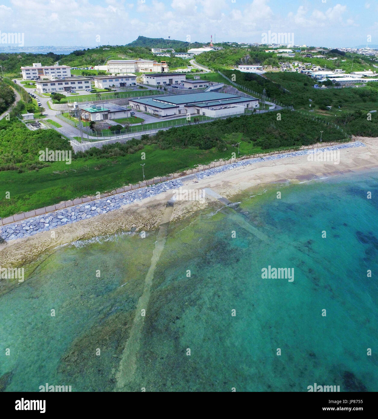 Photo taken from a drone in Uruma, Okinawa Prefecture, southwestern ...
