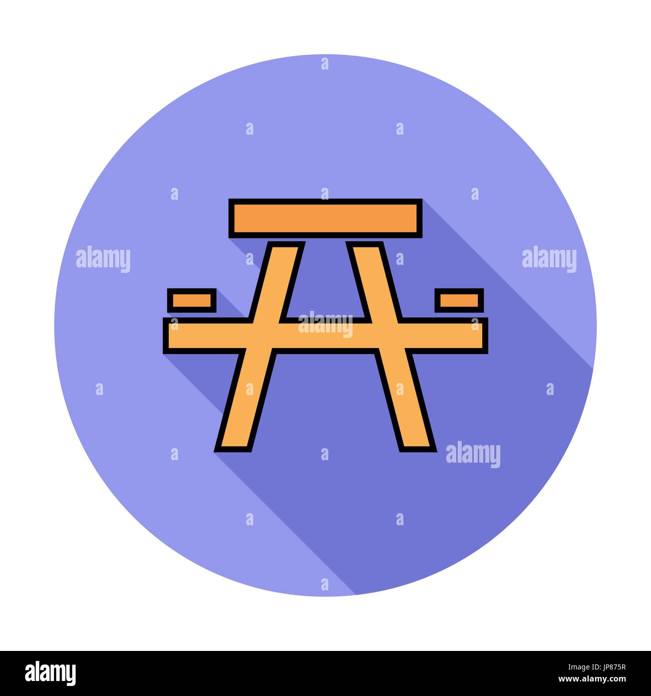 Camping table. Single flat color icon on the circle. Vector ...