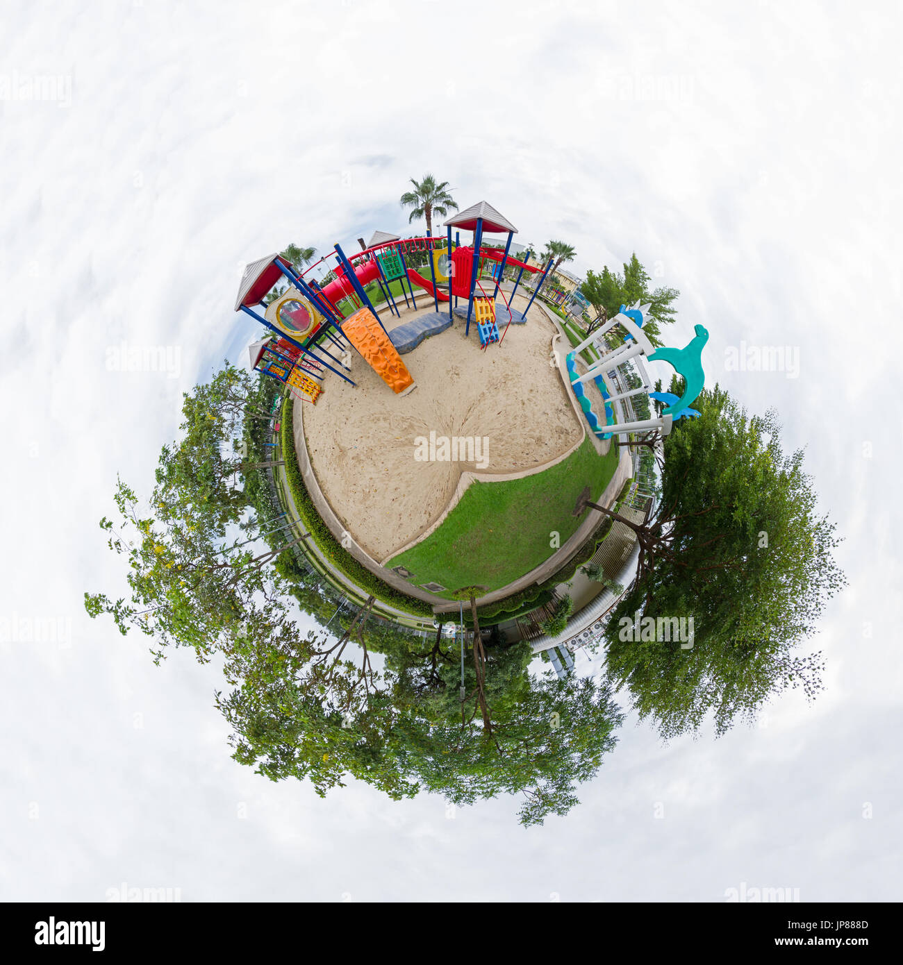 360 panorama of playground in the park Stock Photo - Alamy