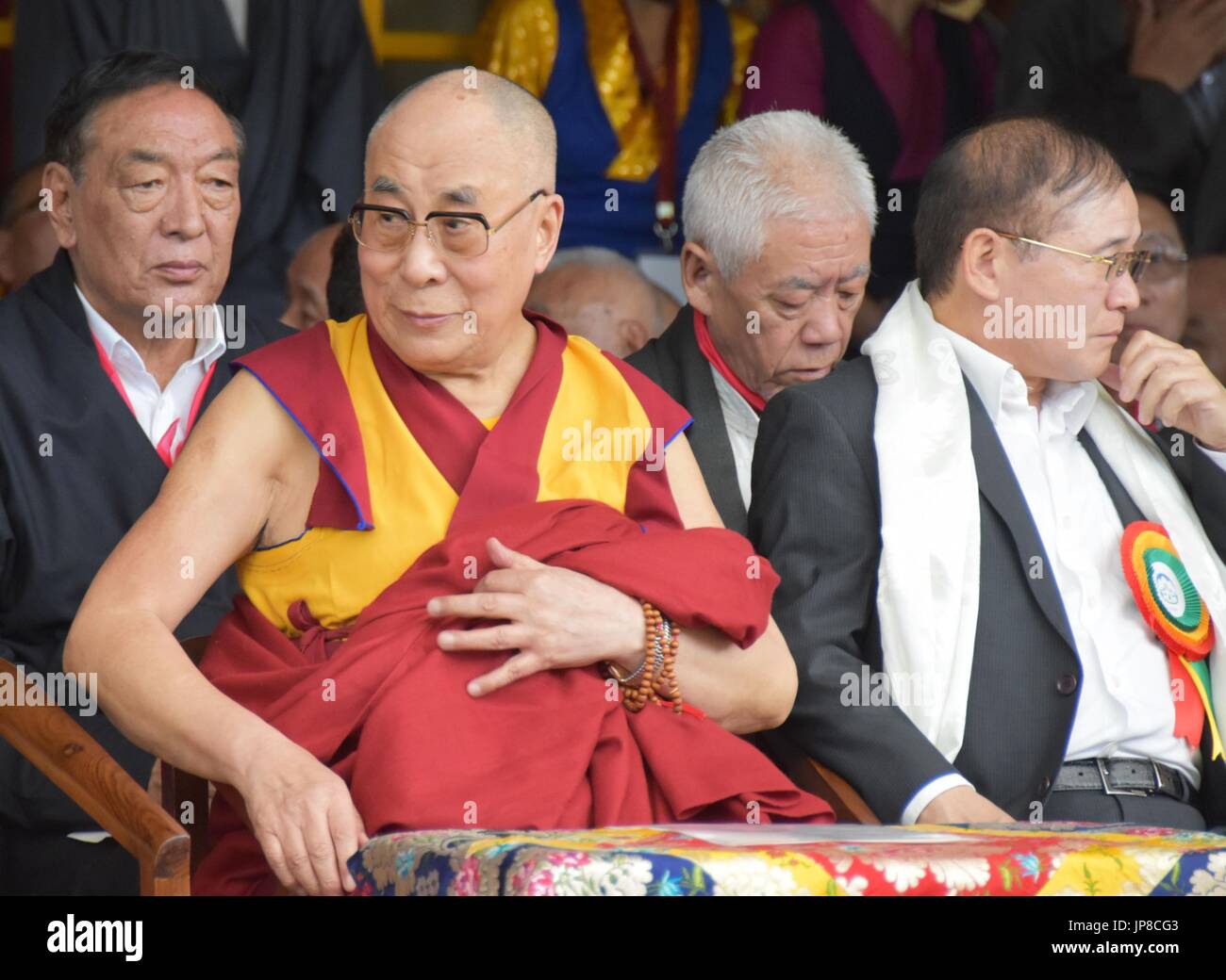 The 14th Dalai Lama (L, front row), the exiled Tibetan spiritual leader ...