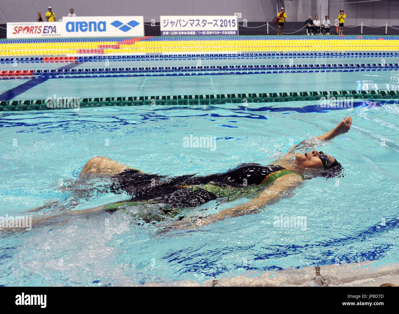 Mieko Nagaoka swims backstroke in the 400-meter freestyle at the Japan ...