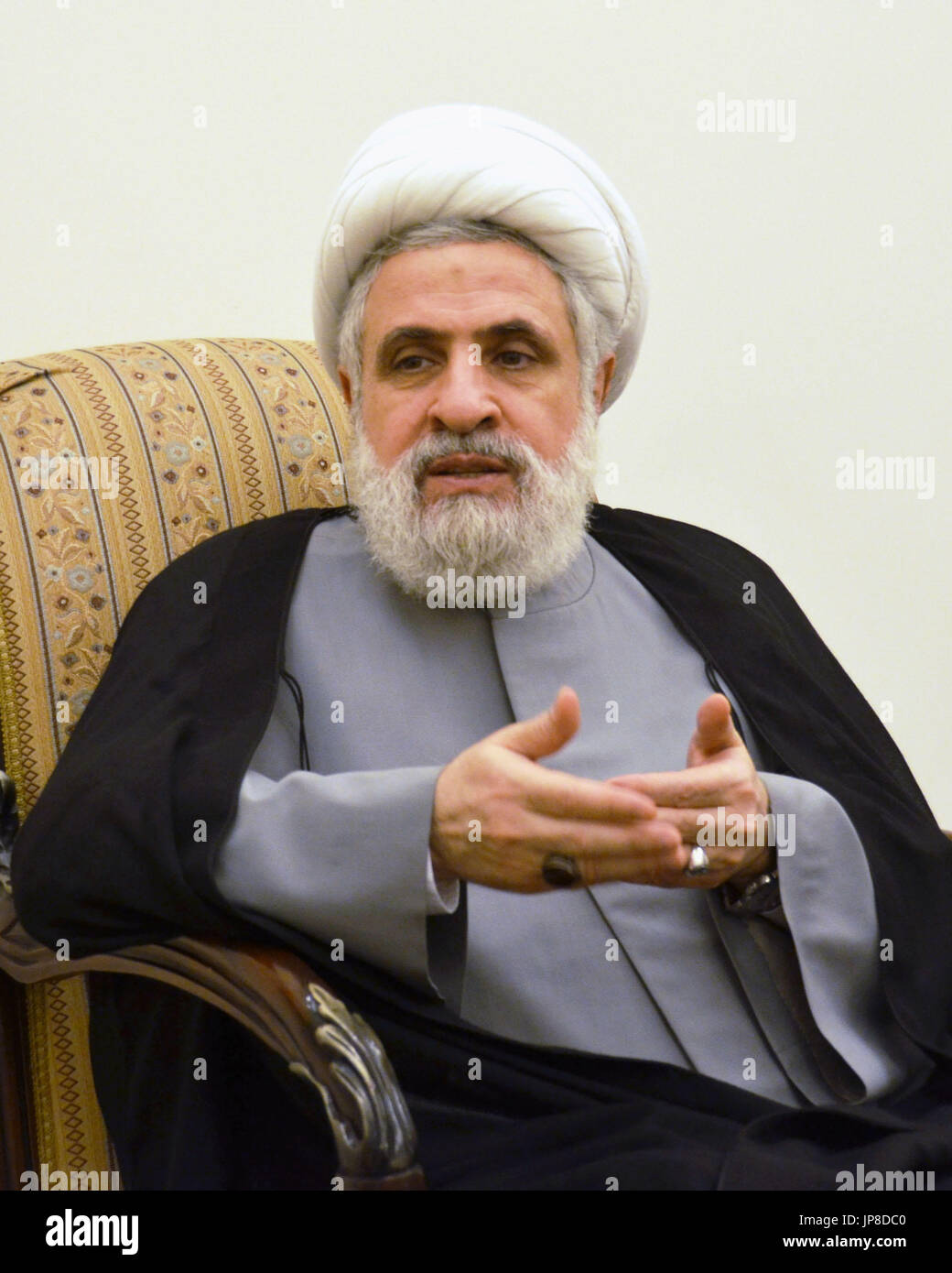 Sheikh Naim Kassem, Hezbollah's second in command, is interviewed by ...