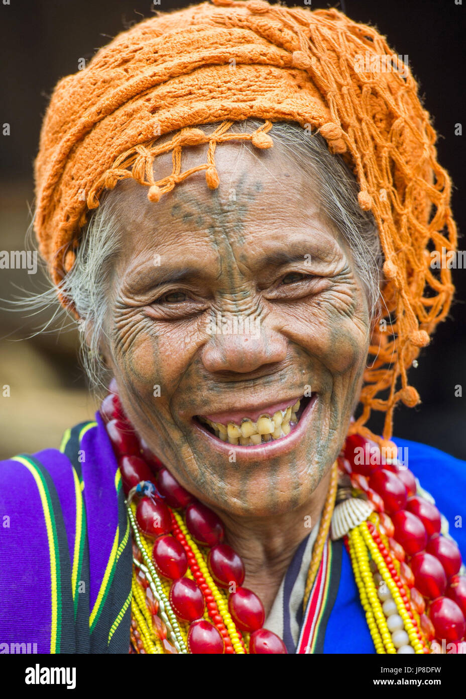 A woman of the Chin tribe with facial tattoos in western Myanmar's ...