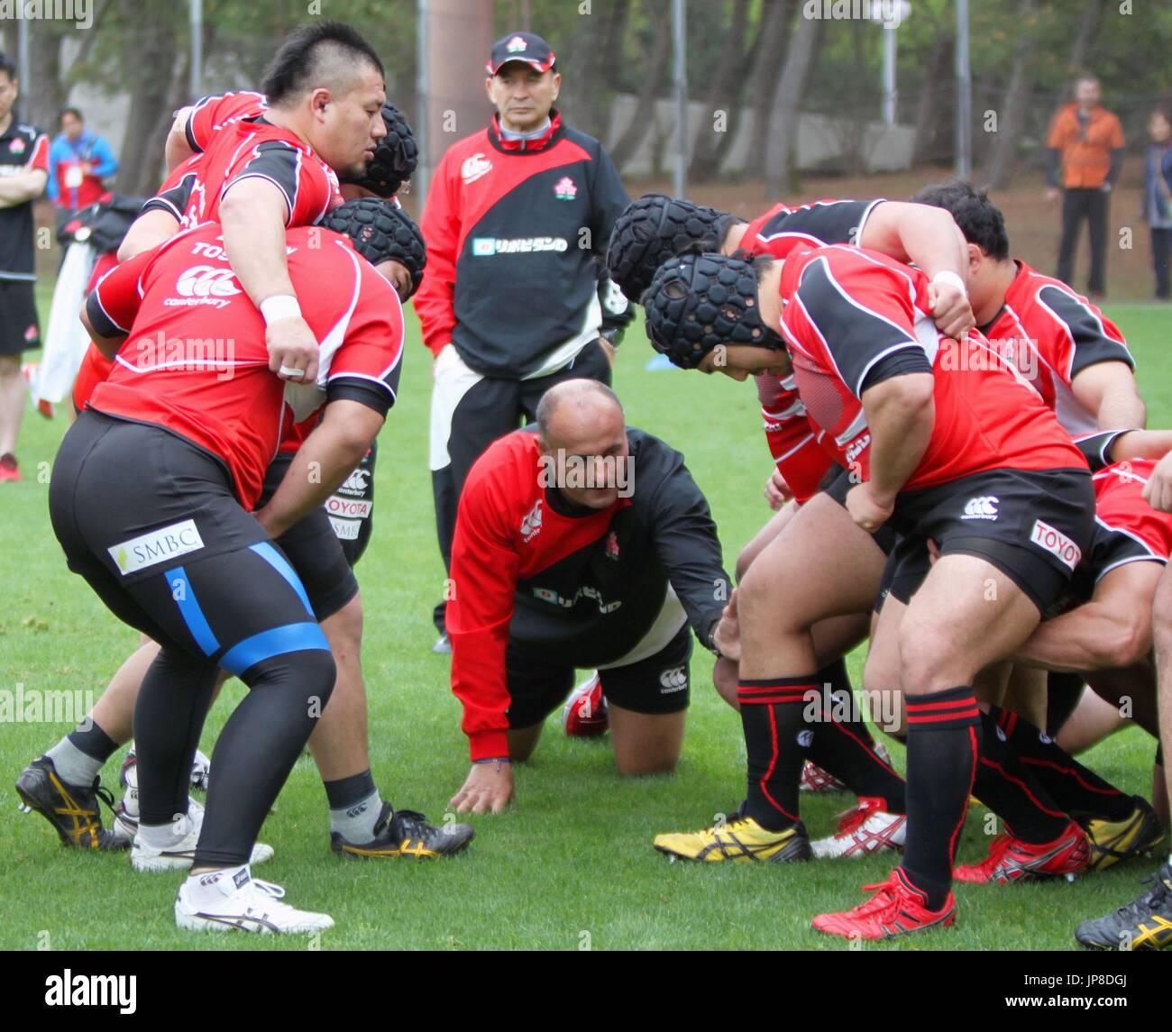 Marc Dal Maso (C), French scrum coach of Japan's national rugby union ...