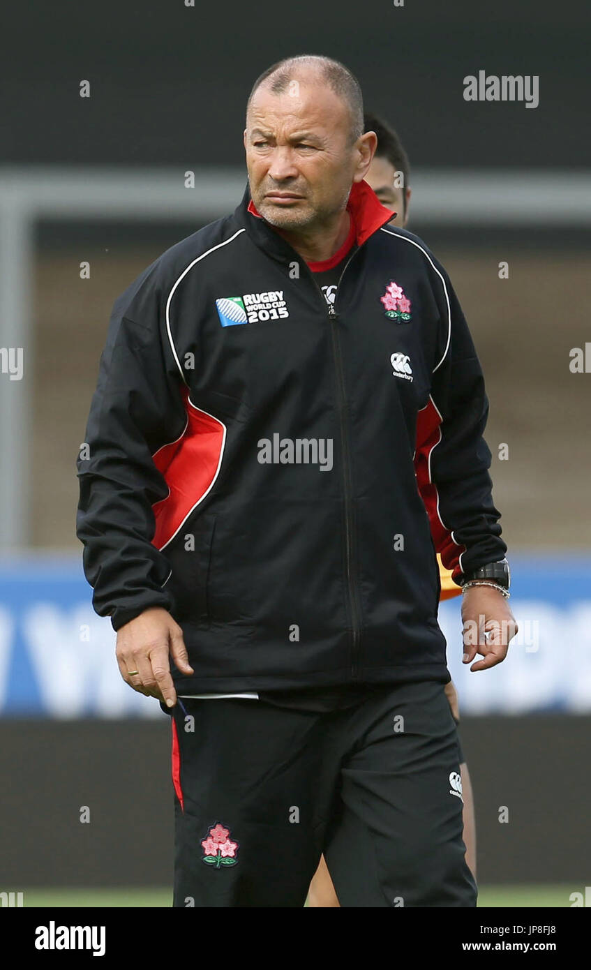 Japan rugby coach Eddie Jones observes his squad during a training ...