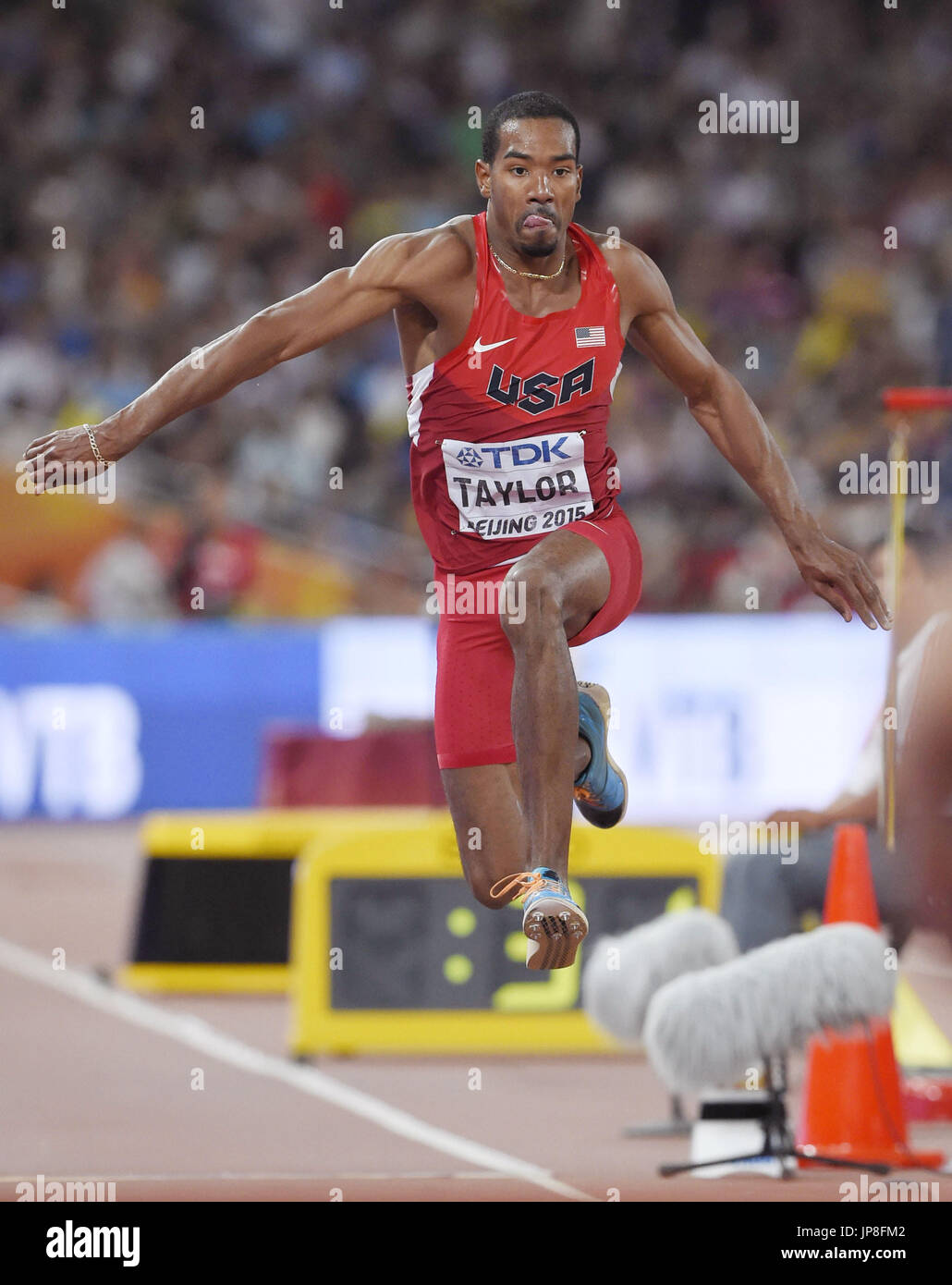 Christian Taylor of the United States competes in the men's triple jump ...