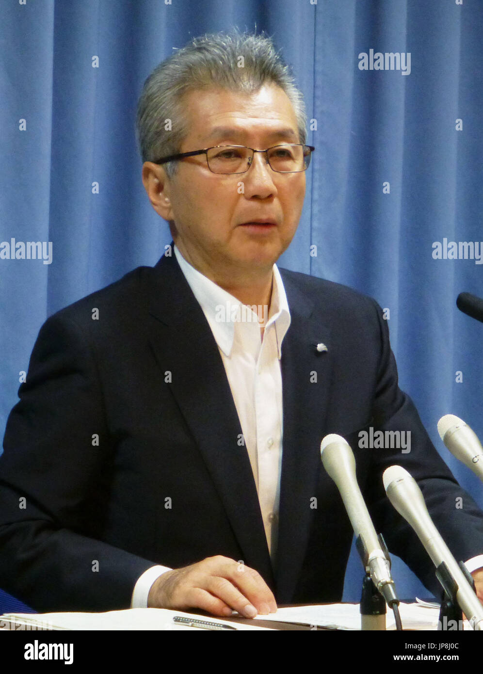 Chubu Electric Power Co. President Satoru Katsuno announces at a press ...