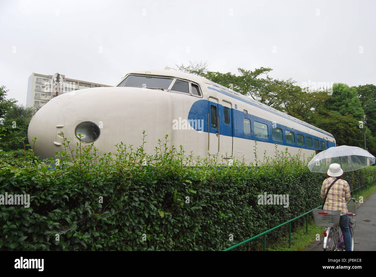 Photo shows the Shinkansen-car library at a park in Akishima City in ...