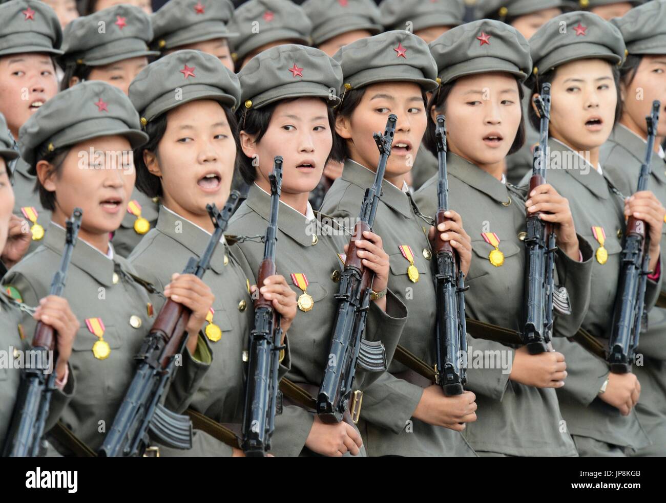 North Korean Army Women Marching