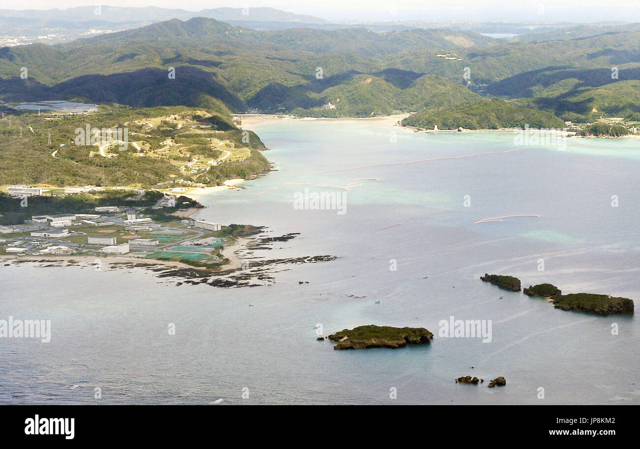 File photo taken Aug. 13, 2015, shows the Henoko coastal area in Nago ...