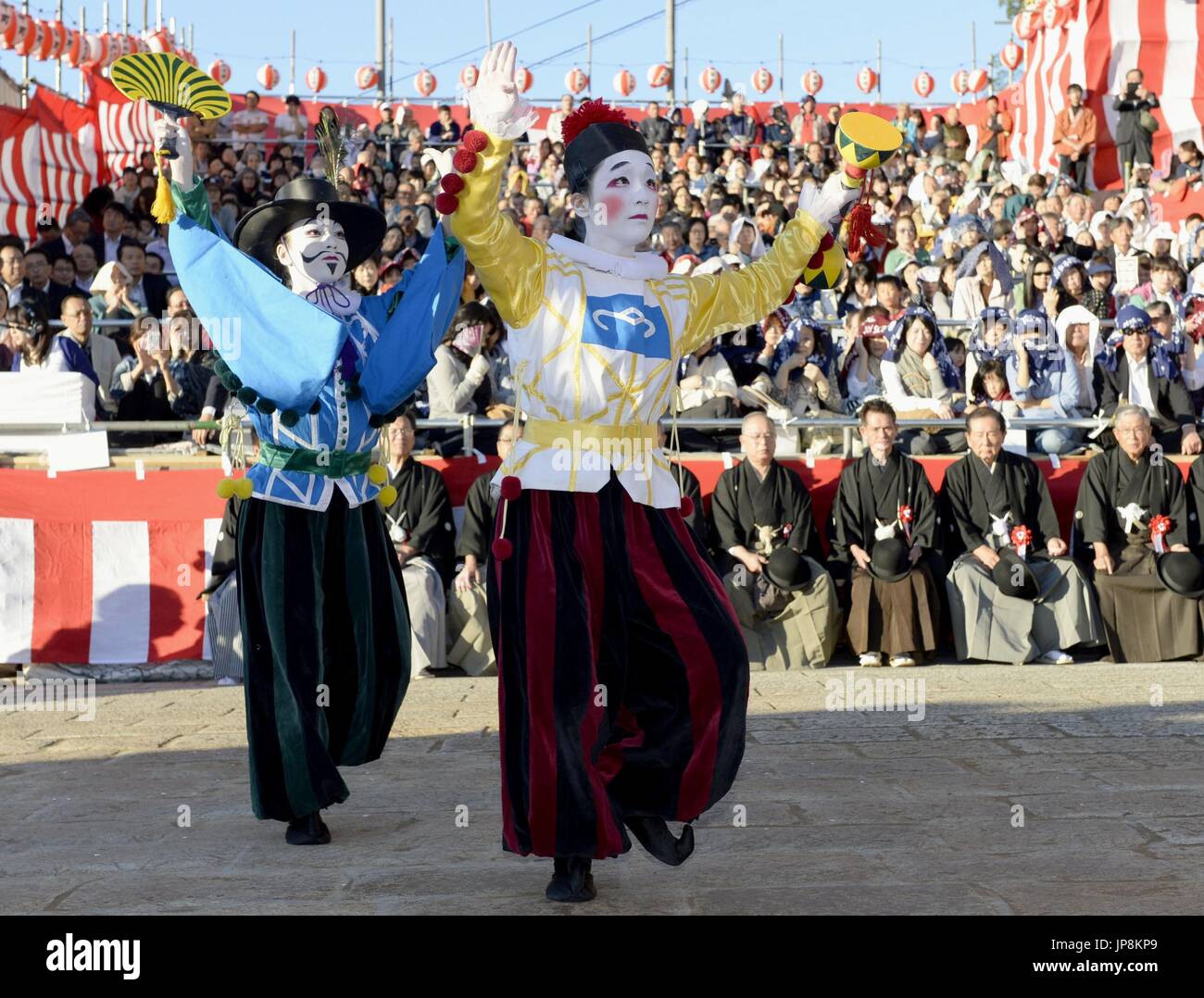 A traditional dance is performed during the annual Nagasaki Kunchi ...