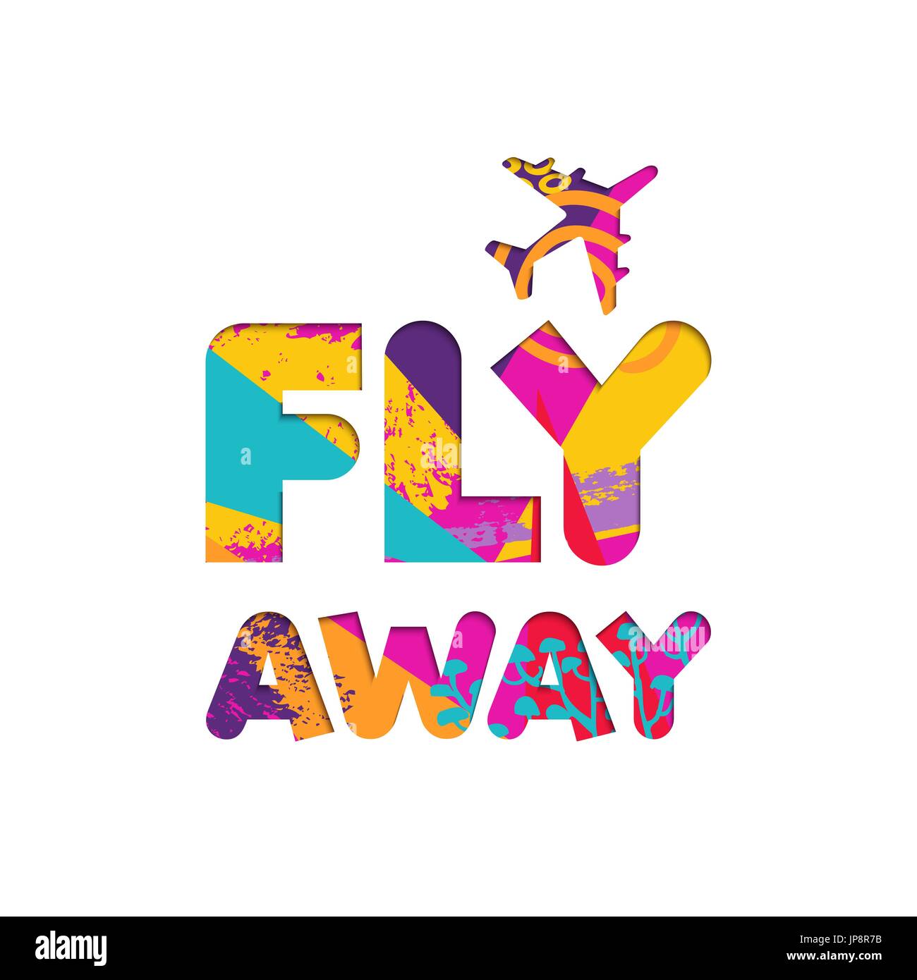 Summer vacation travel text quote with plane in paper cut style ...