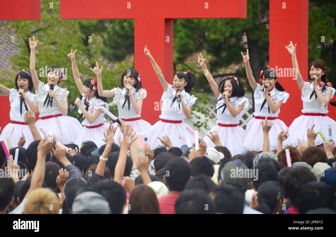 Members of the Japanese pop group NGT48 make their debut in the central ...