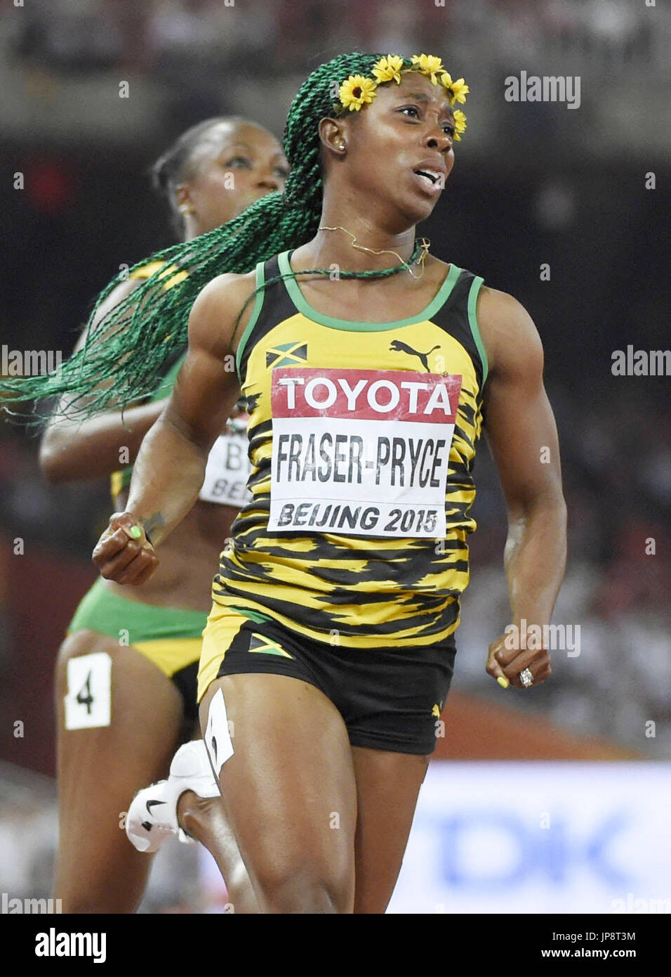 Jamaican sprinter Shelly-Ann Fraser-Pryce is seen after winning the ...