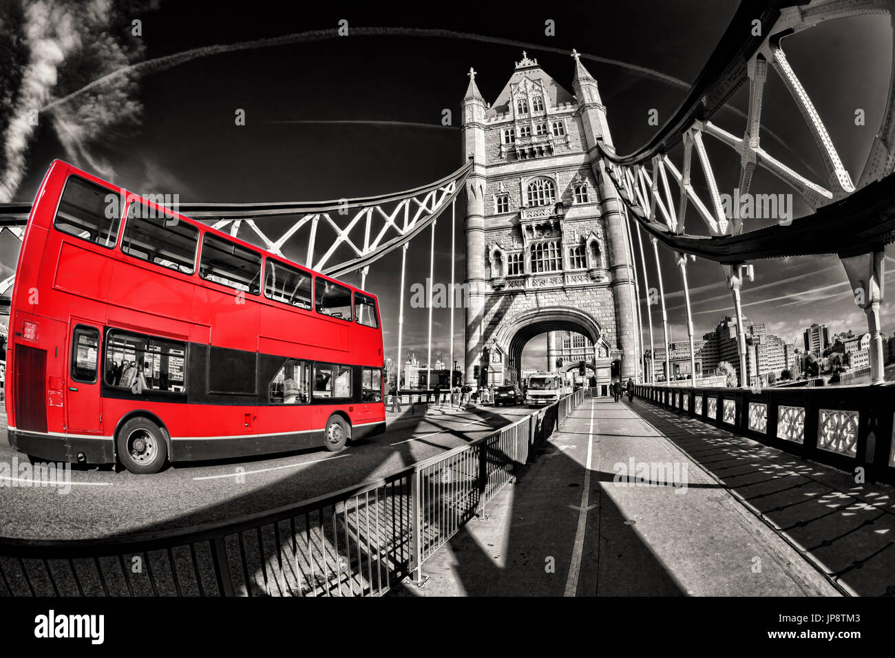 Famous Tower Bridge with buses in London, England Stock Photo - Alamy