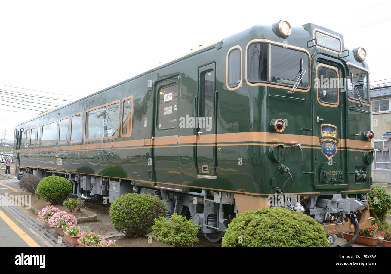West Japan Railway Co.'s Belles montagnes et mer, a sightseeing train ...