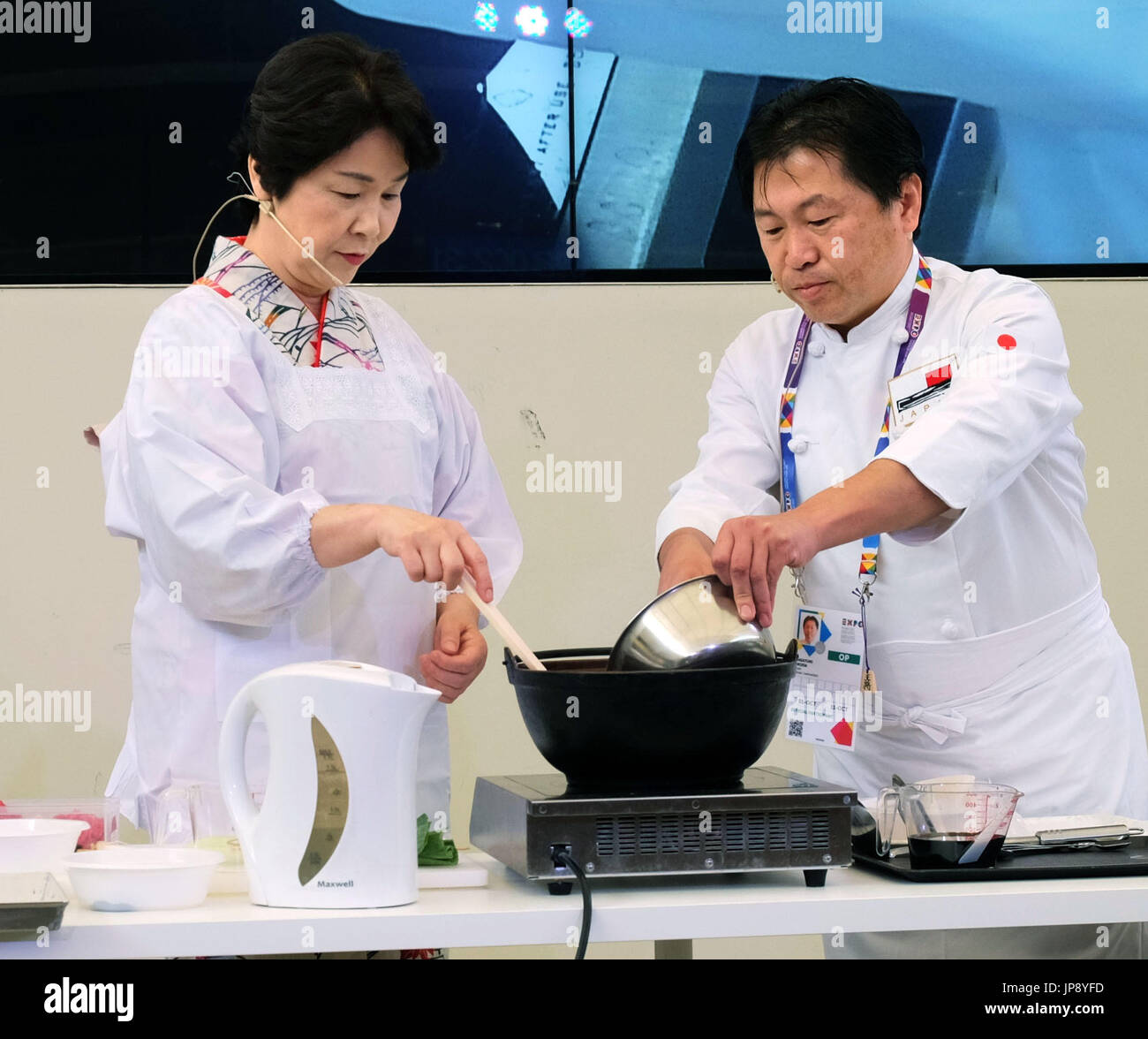 Yamagata Gov. Mieko Yoshimura (L) and Masayuki Okuda, a Italian ...