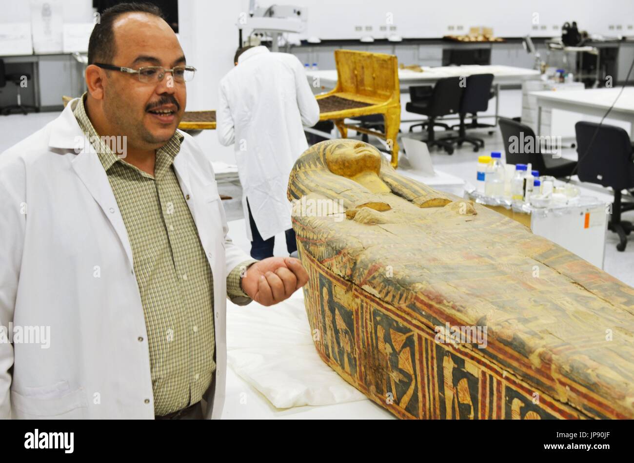 Archaeologist Medhat Abdallah talks in August 2015 at the Wood ...