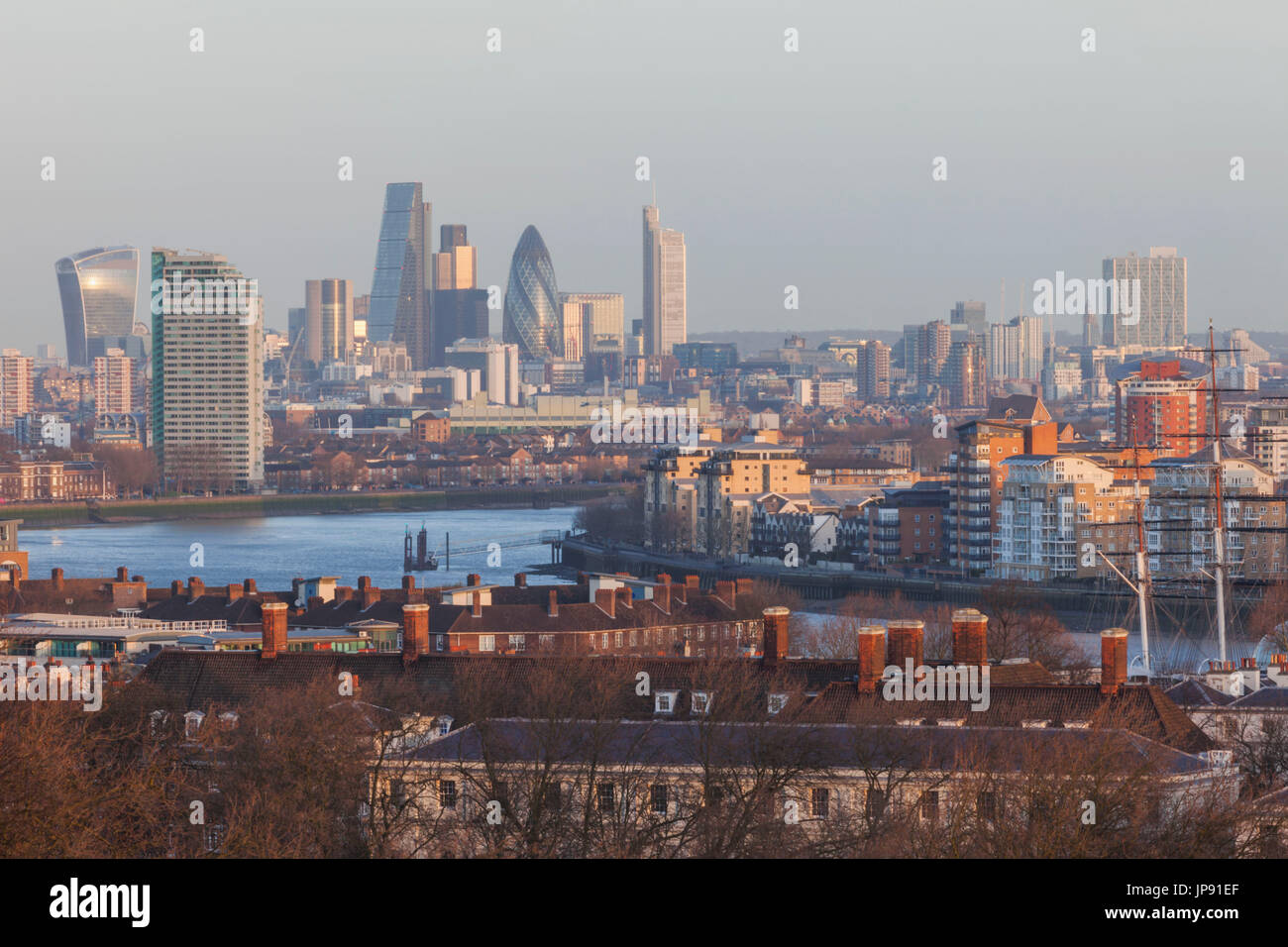 England, London, Greenwich, View of London Skyline from Greenwich Stock ...