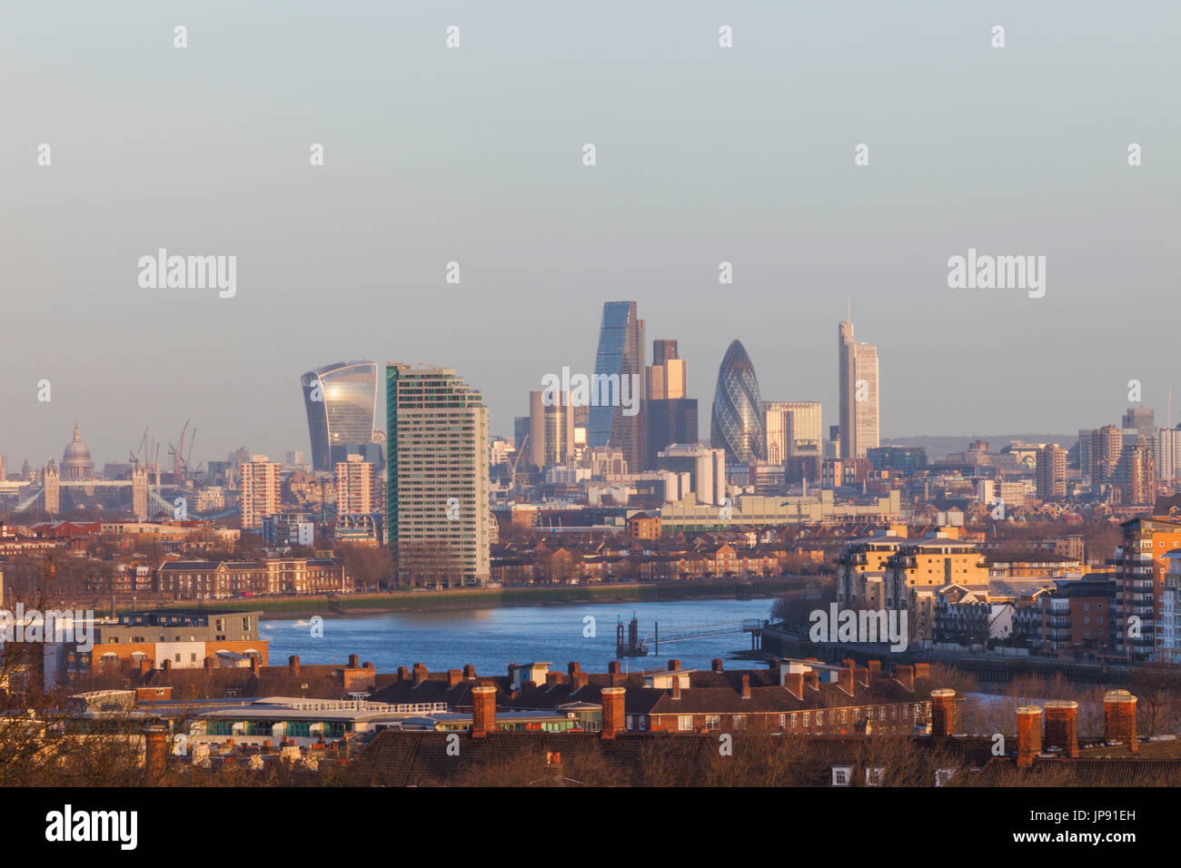 England, London, Greenwich, View of London Skyline from Greenwich Stock ...