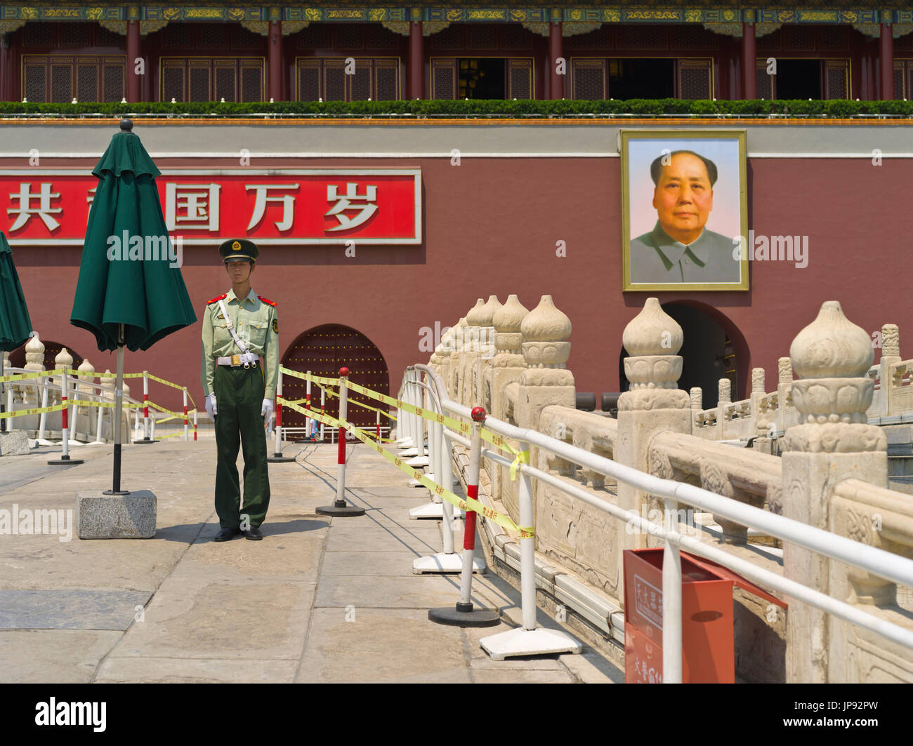 Guard at The Forbidden City Tian'anmen Entrance, Beijing, China Stock ...