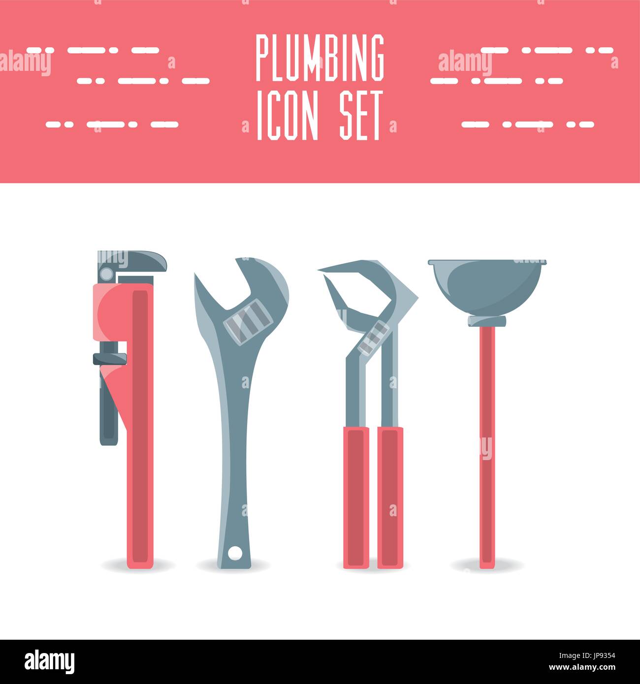 flat set icon tools plumbing vector illustration Stock Vector Image ...