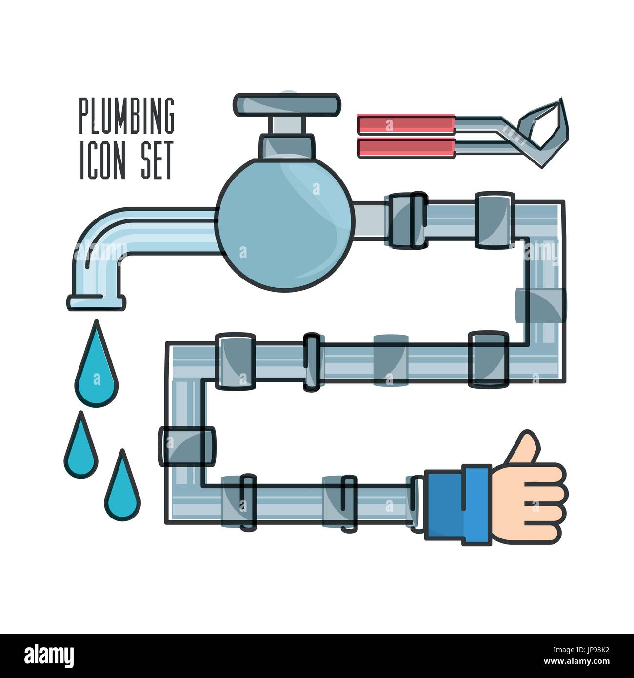 flat set icon tools plumbing vector illustration Stock Vector Image ...