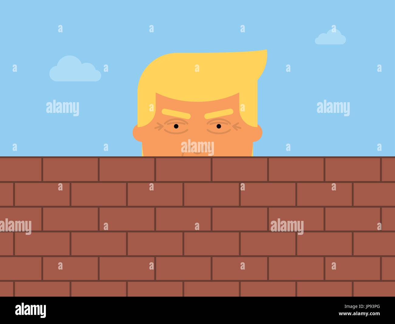 Donald Trump behind a brick Wall. Vector flat illustration of the ...