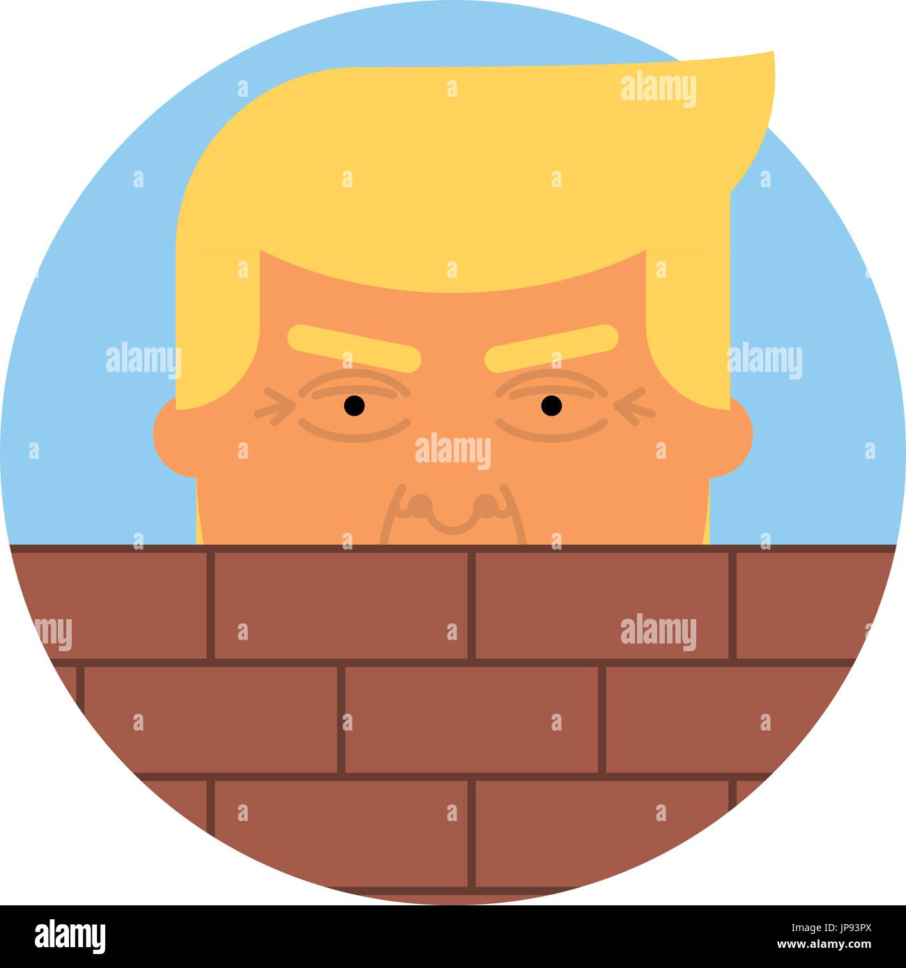 Donald Trump behind a brick Wall. Vector flat illustration of the ...