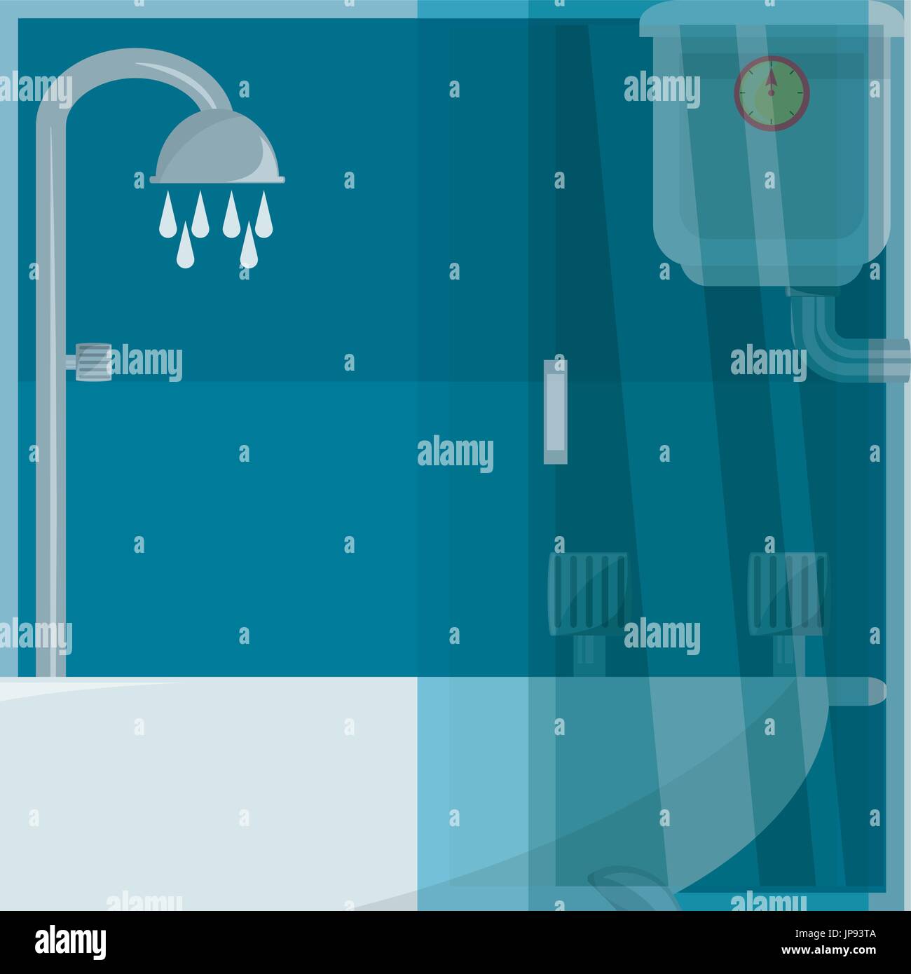 flat set icon shower stall and heating vector illustration Stock Vector ...