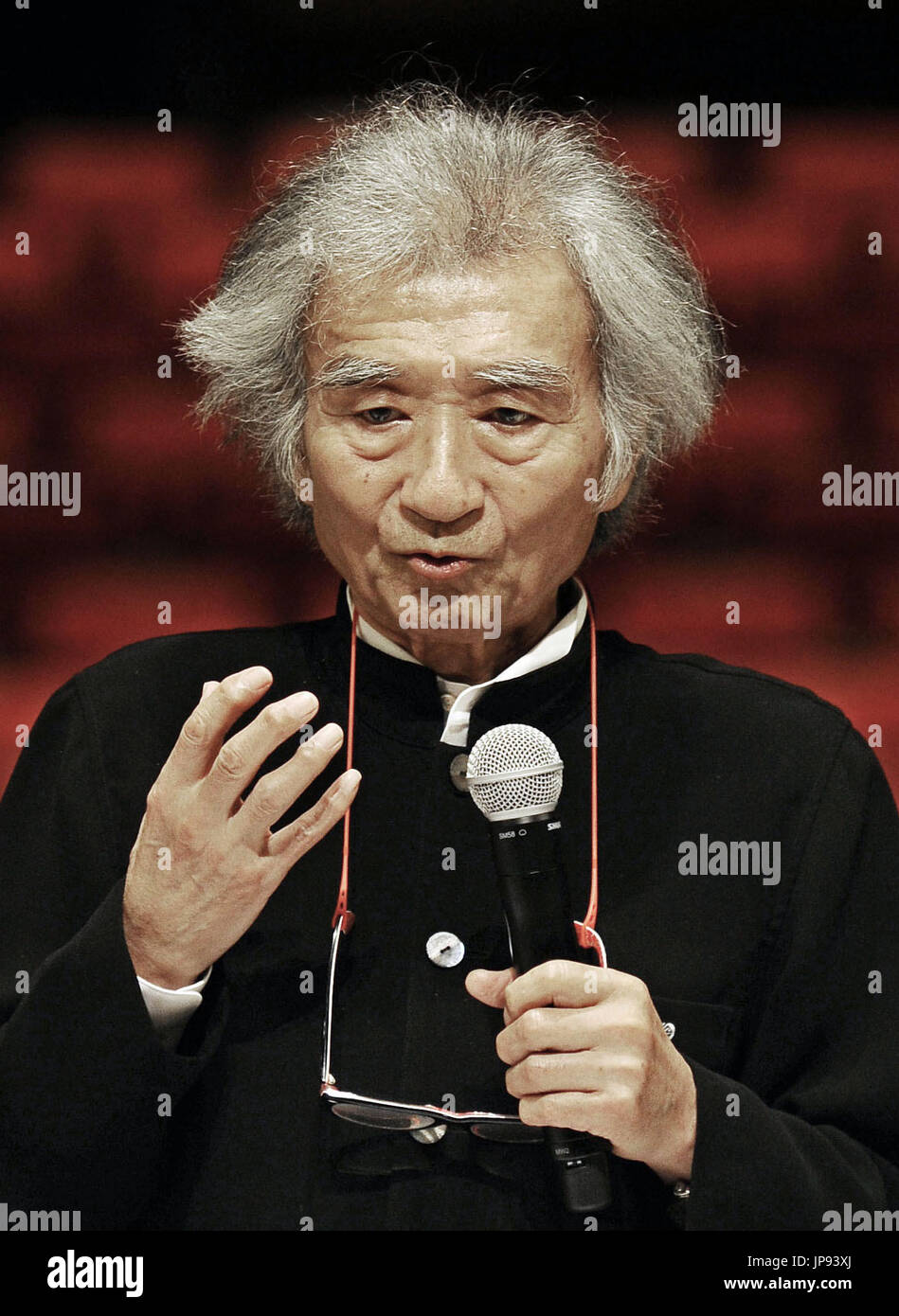Acclaimed Japanese conductor Seiji Ozawa announces at a press ...