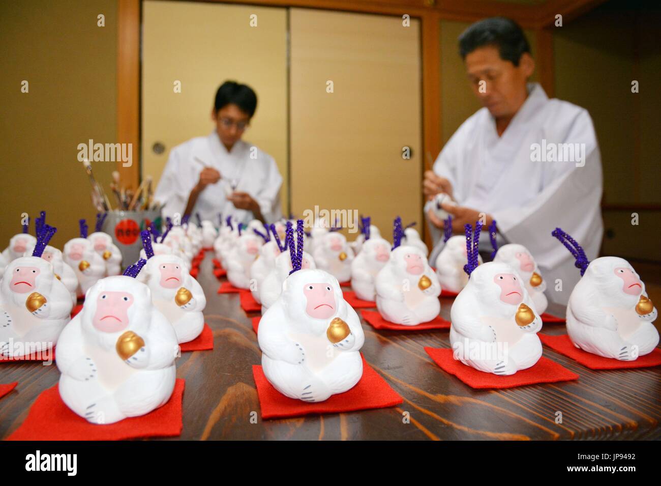 Making of monkey-shaped clay bells is underway at the Konda-hachiman ...