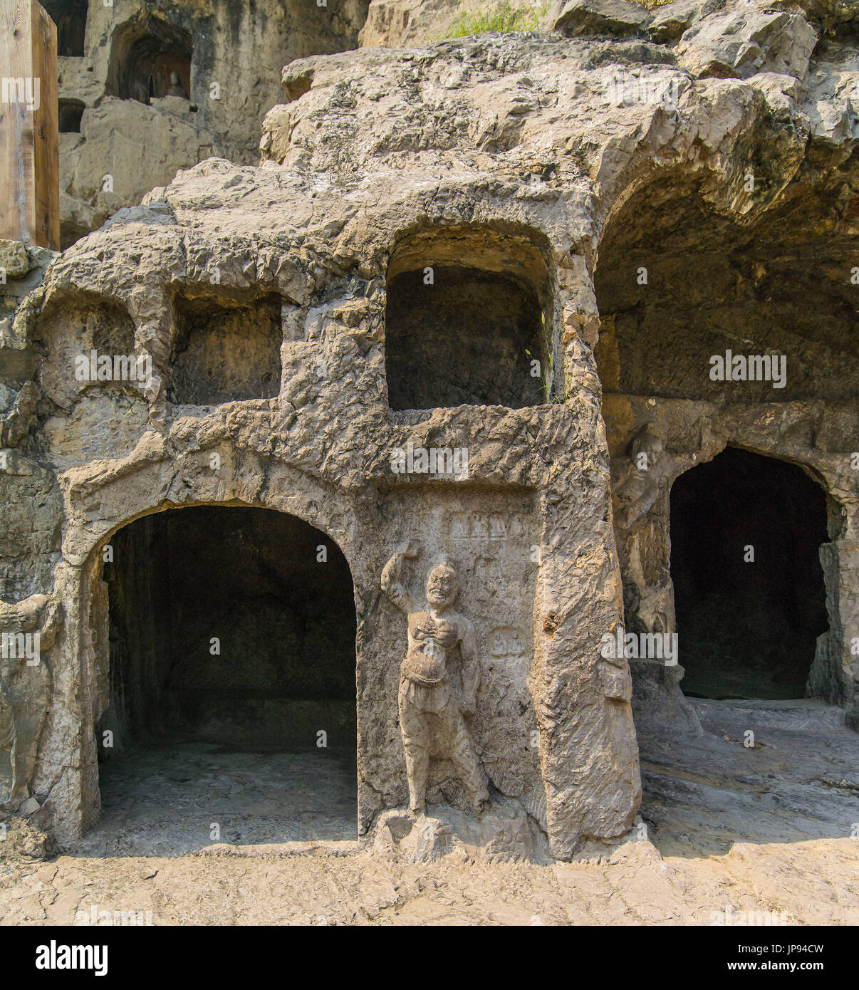 Niches showing sculture of a guardian warrior hi-res stock photography ...