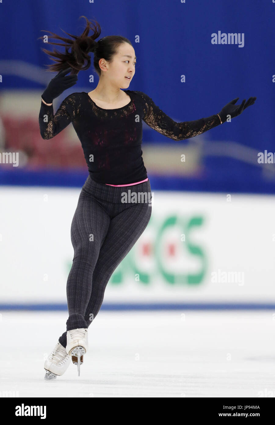 Japan's Mao Asada practices in the Big Hat arena in Nagano, central ...